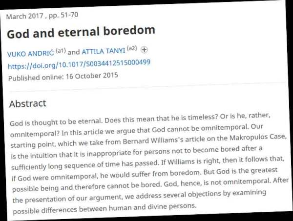 Divine boredom (new papers) – Improbable Research